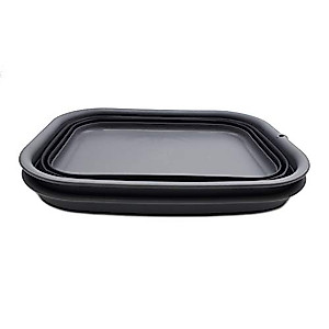 SAMMART 12L (3.17 Gallon) Collapsible Tub - Foldable Dish Tub - Portable Washing Basin - Space Saving Plastic Washtub (2, Grey/Black)