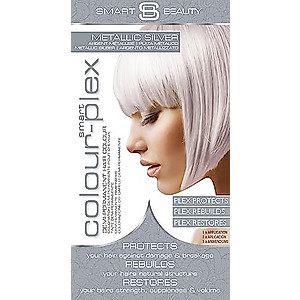 Metallic Silver Hair Dye | Stylish Silver Toner for Bleached Hair | Demi Permanent Hair Color | Added Plex Hair Anti-Breakage Technology | Smart Beauty Hair Color