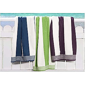Terry Cabana 100% Cotton Bath Towels, Quick Dry Set of 6 Pack, (30" x 60")- Cabana Stripe - Microfiber Large Towel for Pool, Bath, Sport, Yoga, Camping, Swimming, Highly Absorbent, Light Weight & Soft