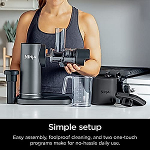Ninja JC151 NeverClog Cold Press Juicer, Powerful Slow Juicer with Total Pulp Control, Charcoal