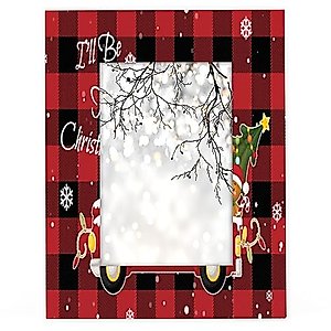 Bardic 5x7 Picture Frames, Black And Red Grid Wooden Photo Frame Fits 4x6 with Mat or 5x7 Without Mat Photo Frames for Wall Mounting or Tabletop Display for Home Gallery Decor