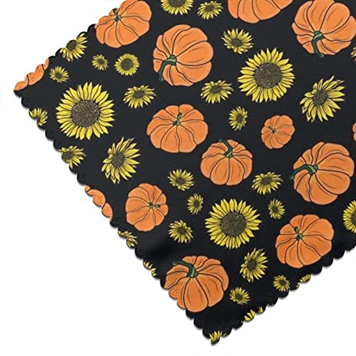 Thanksgiving Pumpkins Sunflower Leaf Placemats Set of 6,Table Mats Heat-Resistant Washable Non-Slip Place Mats for Family Dining Kitchen Home Wedding Holiday Party Decorations 12 X 18 Inch