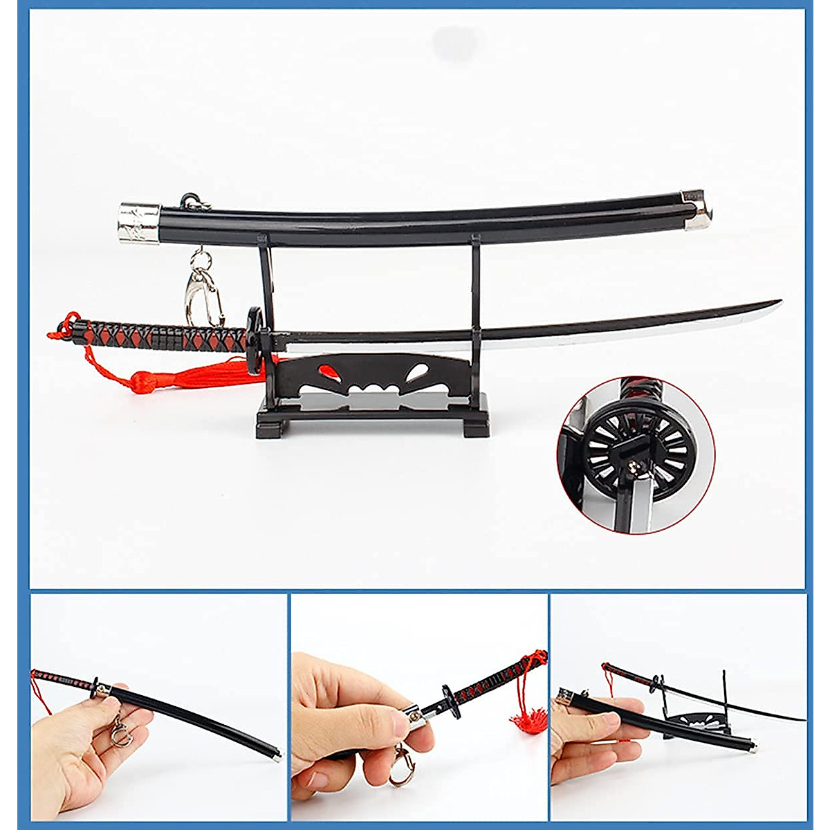 DIYOOHOMY Anime Sword Keychains Mini Japanese Katana Samurai Key Chain Tiny Weapon Fans Gift