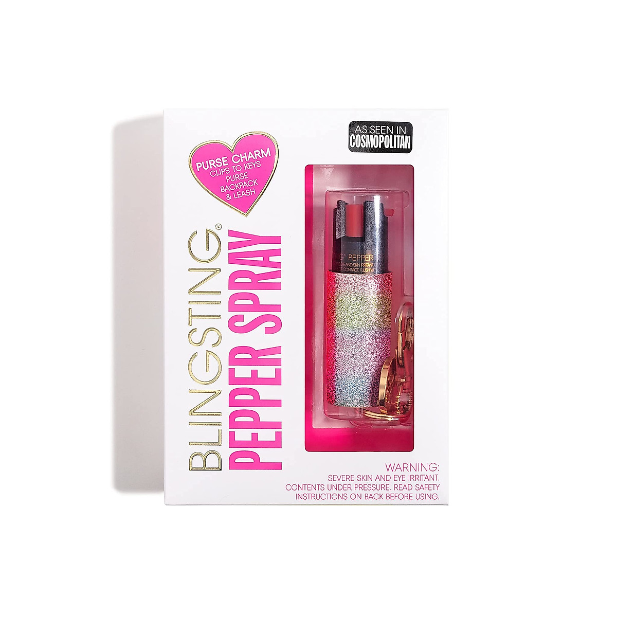 BLINGSTING Pepper Spray for Women - Maximum Strength OC Self Defense Spray - 12 ft Range - UV Marking Dye for Police ID - Safety Lock - Rainbow