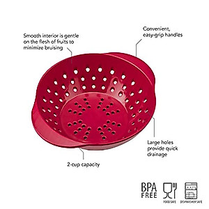 Tovolo Mini Berry Melamine Colander (Cayenne) - Small Food Strainer for Berries & Fruit/BPA-Free, Food-Safe, & Dishwasher-Safe