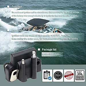 Outboard Ignition Coils 4PCS Replacement for Johnson Evinrude 4HP to 300HP Models Replaces 582508 18-5179 183-2508