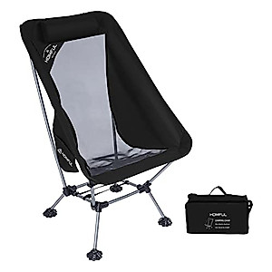 HITORHIKE Camping Chair with Nylon Mesh and Comfortable Headrest Ultralight High Back Folding Camp Chair Portable Compact for Camping, Hiking, Backpacking, Picnic, Festival (Dark Black)