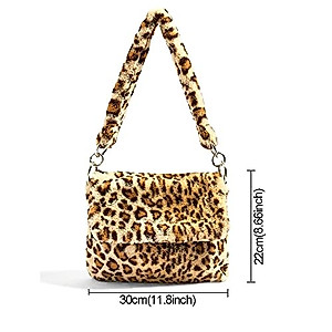 Mellshy Women Tote Bag Cheetah Bag Crossbody Bags for Women Faux Fur Shoulder Bag