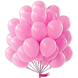 PartyWoo Pink Balloons, 50 pcs 12 Inch Pearl Pink Balloons, Pink Pearl Balloons for Balloon Garland or Balloon Arch as Party Decorations, Birthday Decorations, Girl Baby Shower Decorations, Pink-M58
