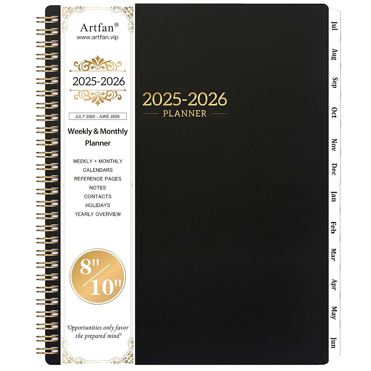 Planner 2023-2024 - Academic Planner 2023-2024 from Jul.2023 - Jun.2024, 2023-2024 Planner Weekly & Monthly with Tabs, 8" x 10", Flexible Cover, Thick Paper, Twin-Wire Binding, Perfect Daily Organizer - Black