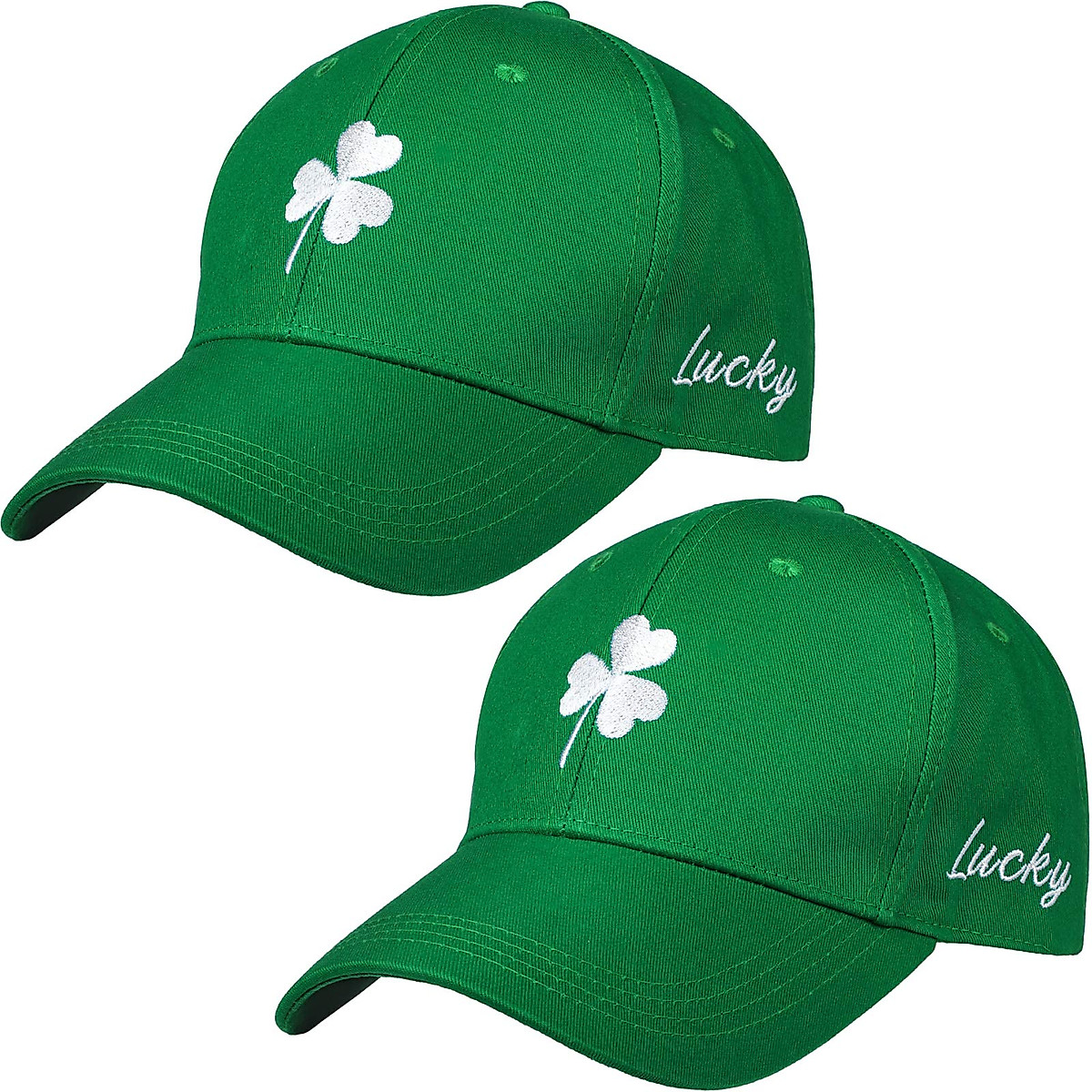 2 Pieces St. Patrick's Day Hat Shamrock Baseball Cap Accessories Adjustable Clover Caps for Men and Women (Clover Style)