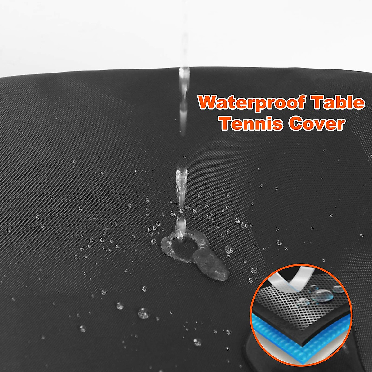 Ping Pong Table Cover Outdoor Waterproof Table Tennis Cover Folding Table Tennis Cover 72.8 x 65 x 27.5 in Black
