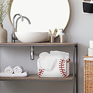 TropicalLife Baseball Laces Stitches Storage Basket Ball Softball Storage Bin Box Toys Organizer Shelf Cube with Handles for Kids Room Kitchen Office Nursery