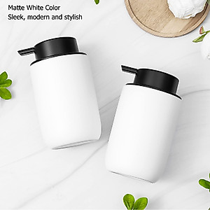 Foaming Soap Dispenser Thick Ceramic Foam Hand Soap Dispenser for Bathroom or Kitchen Sink, Liquid Pump Bottles for Hand soap, Body Wash, 2 Pack White
