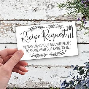 50 Bridal Shower Recipe Request Cards - Laurel and Utensil Silhouette Design - Invitation Inserts