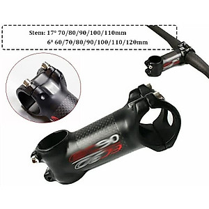 ZECHAO Carbon Fiber Riser,Mountain Stem Road Stem 31.8mm Bike Handlebar Stem 6/17 Degree Bike Accessories 60-120mm Bike Stem (Color : Black, Size : 6 Degree 90mm)