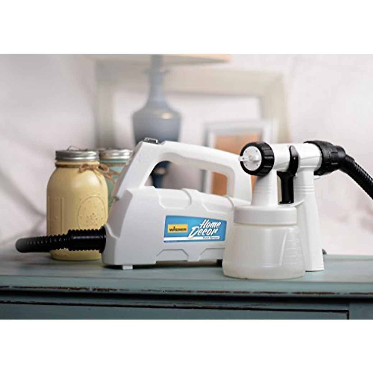 Wagner Spraytech 0529033 Home Décor HVLP Paint Sprayer, 6' Hose, Chalk Paint Spray Gun, Milk Painting Tool, Latex Paint Spray for Home, Spray Painting Gun, Finish Sprayer, White, Studio Home Décor