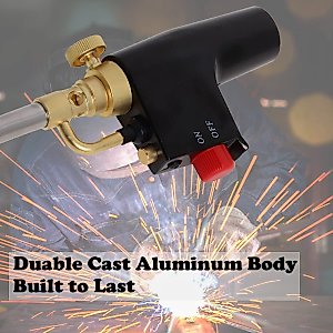 TS7000 Propane Torch Head with Igniter, 𝐓𝐒𝟕𝟎𝟎𝟎 High Intensity Mapp Gas Torch Head with Brass Tip and Adjustable Flame Knob Welding Torch for Light Welding, Soldering, Brazing, Heating,Thawing