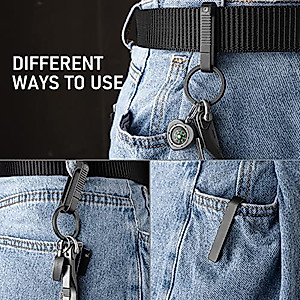 FEGVE Titanium Duty Belt Key Holders, Quick Release Keychain with Keyring for Keys,Gifts for Men Dad (Black - RK1)