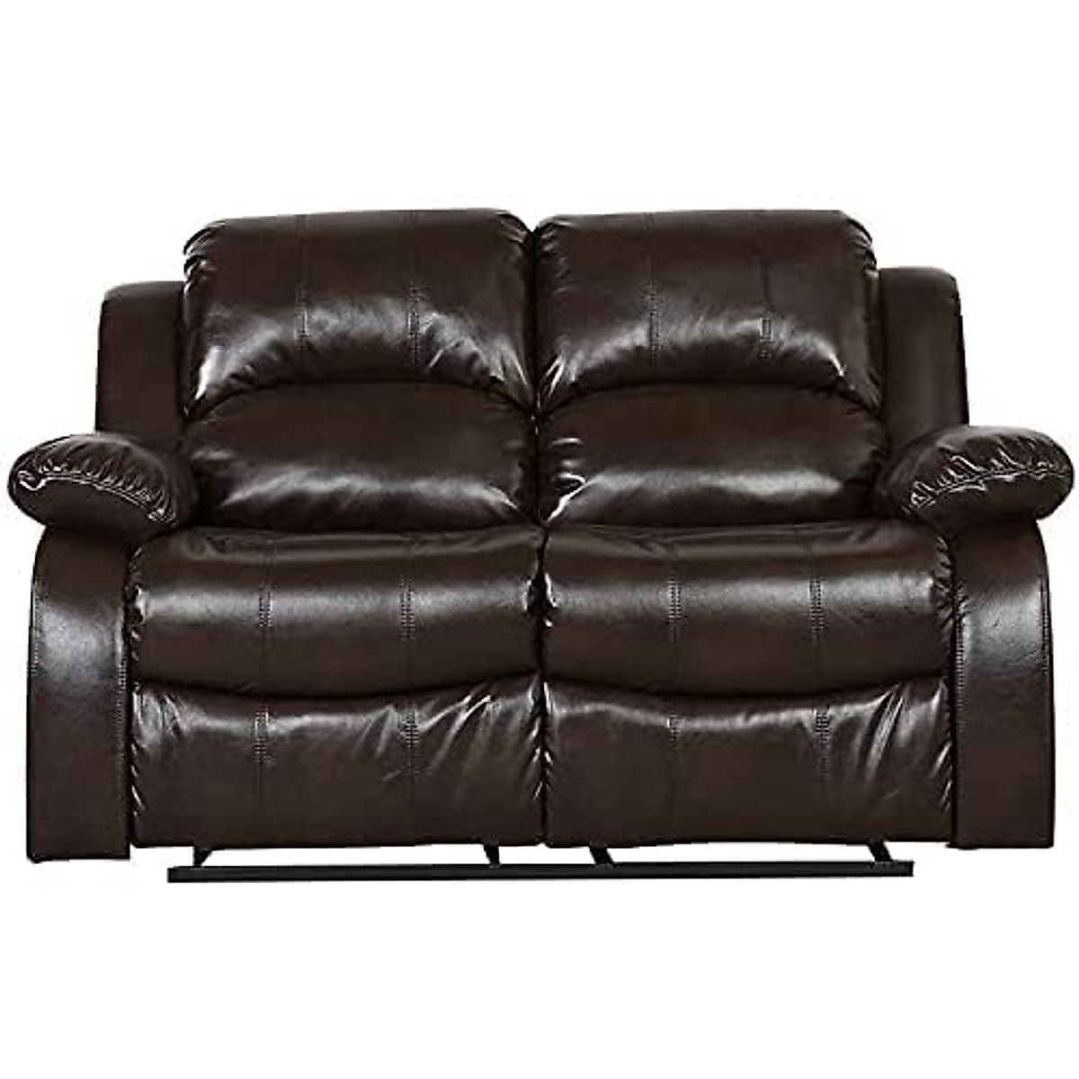 Blackjack Furniture Portico Leather Air Mid Century Modern Living Room Reclining, Den Loveseat, Brown