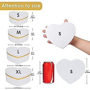 Oairse White Gift Boxes with Lids for Present Heart Shaped Flower Boxes for Arrangements Set of 4 Floral Gift Boxes for Bridesmaid, Proposal, Wedding, Birthday, Baby Showers