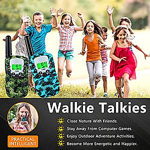 Tepsmigo Walkie Talkie for Kids, Toys for 3 4 5 6 7 8 9 10 Year Old Boys Girls, 2Pack Kids Walkie Talkies - 22+99 Channels and Backlit LCD Flashlight, 3 Miles Range for Outside, Camping, Hiking