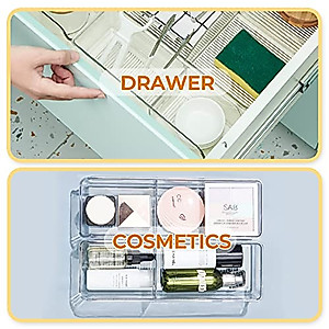 FUCDTEFC Tea Bag Organizer, Tea Bag Holder Box Storage Bin, Clear Tea Packet Plastic Drawer, Sugar Packet, Coffee, Condiment, Tea Spice Bag Holder for Kitchen Cabinet, Countertop, Fridge