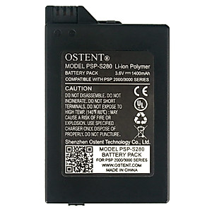 OSTENT Real 1400mAh 3.6V Lithium Ion Li-ion Polymer Rechargeable Battery Pack Replacement Upgraded Version for Sony PSP 2000/3000 PSP-S110 Console Video Games