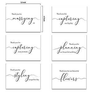 Spercy 18 Wedding Vendor Thank You Cads, Card for Wedding Photographer, Wedding Planner Card, Card For Florist, Band, Officiant, Hair Stylist