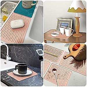 GeeRic Dish Drying Mats, Heat-resistant Silicone Mat for Kitchen Counter, Non-Slip Dish Dry Mat Dishwasher Safe Large, Pink