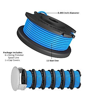 Generep Weed Eater String Trimmer AC14RL3A Spool Generic Replacement for Ryobi One Plus + 18V 24V 40V Cordless Trimmers and Cap Covers (6 Spool, 1 Cap)
