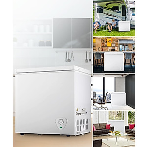 rosmena 7.0 Cu.Ft Deep Freezer-Chest Freezer with Adjustable Temperature, Top Open Door Small Freezer Perfect with Removable Basket for Home, Kitchen, Garage, Office, Shop, RVs, White