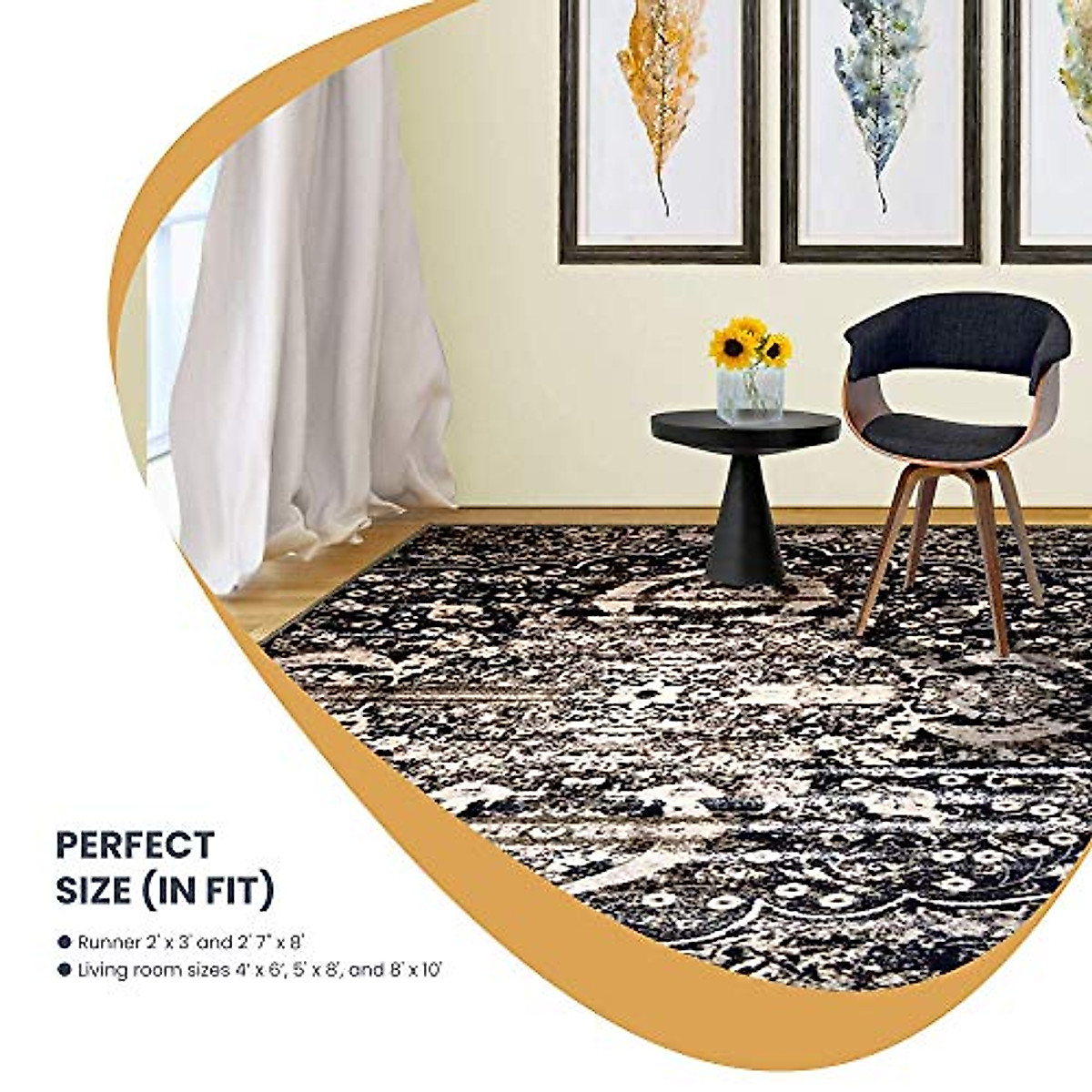 BNM Indoor Runner Rug, Modern Home Decor for Living Space, Kitchen/ Dining Room, Bedroom, Office Floor, Entryway, Non-Slip Machine Washable Rugs, Oswell Collection, 2' 7" x 8', Chocolate