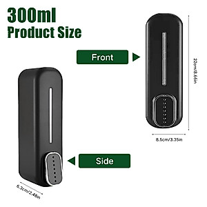 Wall Mounted Soap Dispenser 300ml Drill Free with Adhesive Manual Liquid Hand Soap Box Shower Shampoo Conditioner Dispenser for Toilet Bathroom Hotel Kitchen(Black)