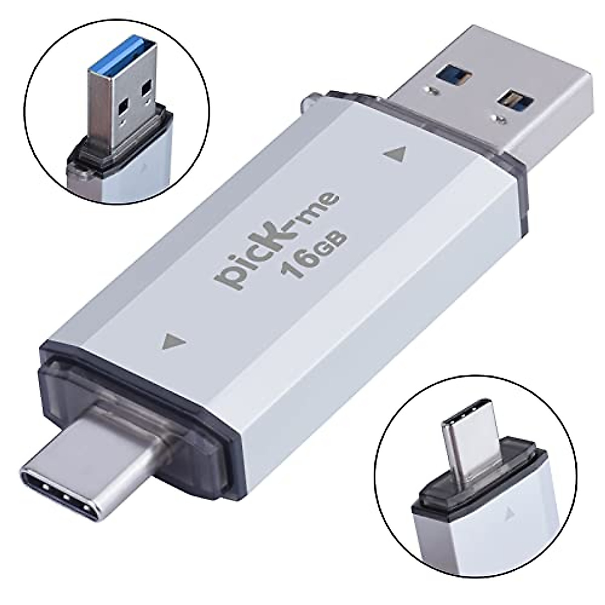 picK-me USB C Flash Drive, 2-in-1 USB 3.0 Thumb Drive, Dual USB Memory Stick Drive High Speed, for Type-C Android Smartphones Tablets and New MacBook (16GB)