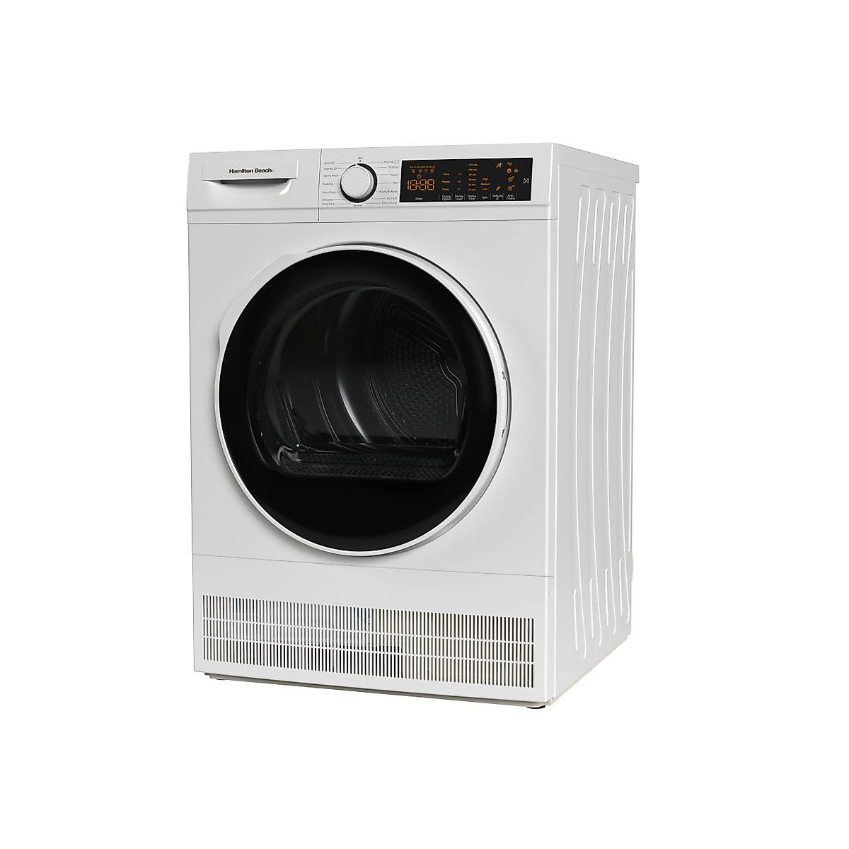 Hamilton Beach Electric Fullsize Ventless Laundry Clothes Dryer, 4 cu. ft. Capacity, with Stainless Steel Tub, Easy Control, 4 Automatic Drying Modes, Apartments, Houses, 24-Inch Width, White