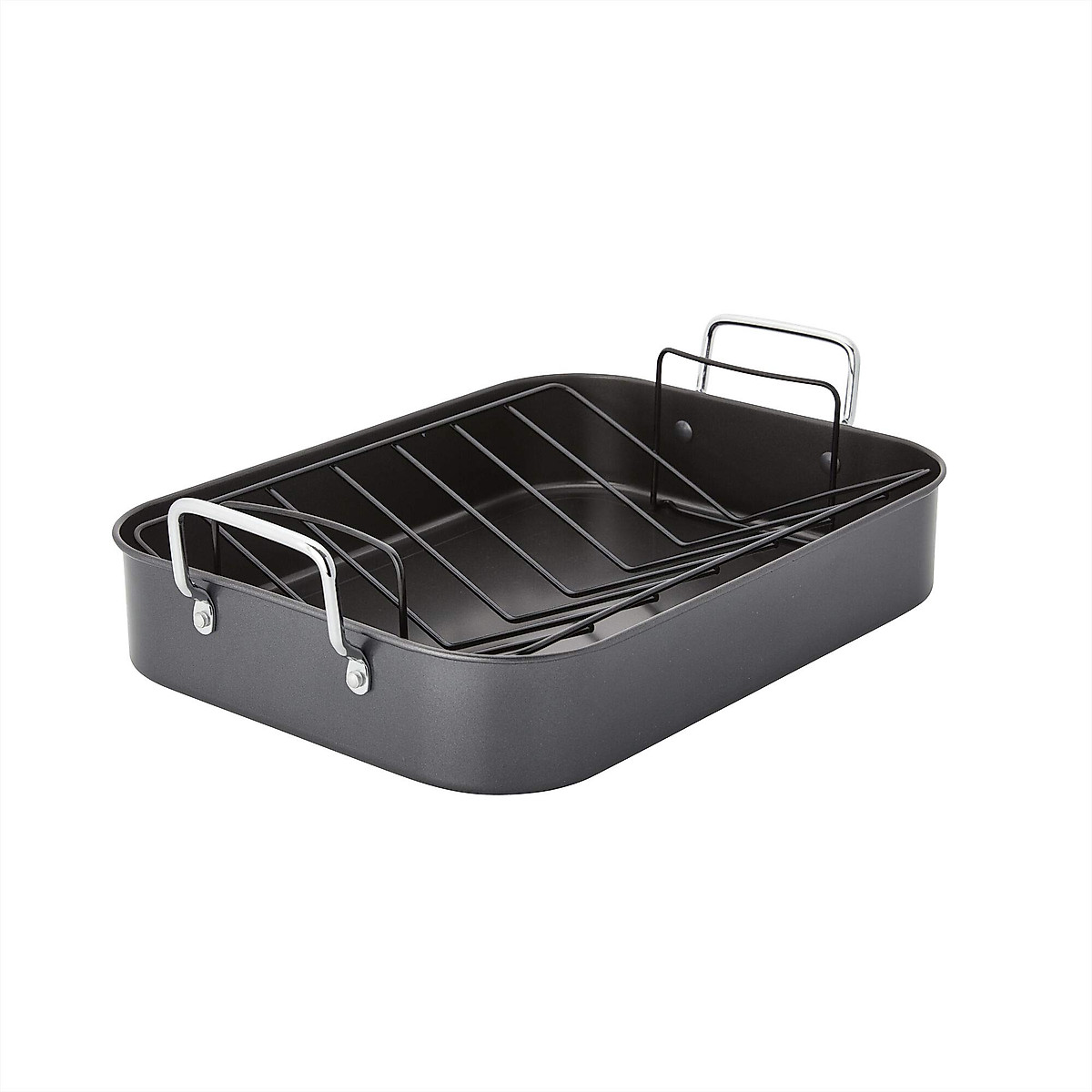 Chicago Metallic Non-Stick Roasting Pan, 12-Inch-by-16-Inch, Gray