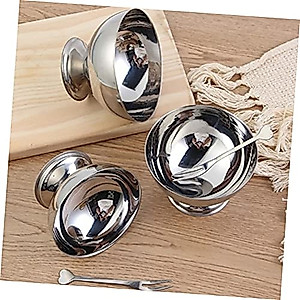 Abaodam 2 pcs Snack Bowl Reusable Tiramisu Footed Glass and Sauce DIY Cm Trifle Cup Ice Steel Wedding Appetizer Meal Bulk S/Parfait Pudding Foot Plate Prep Condiment Mixing Practical