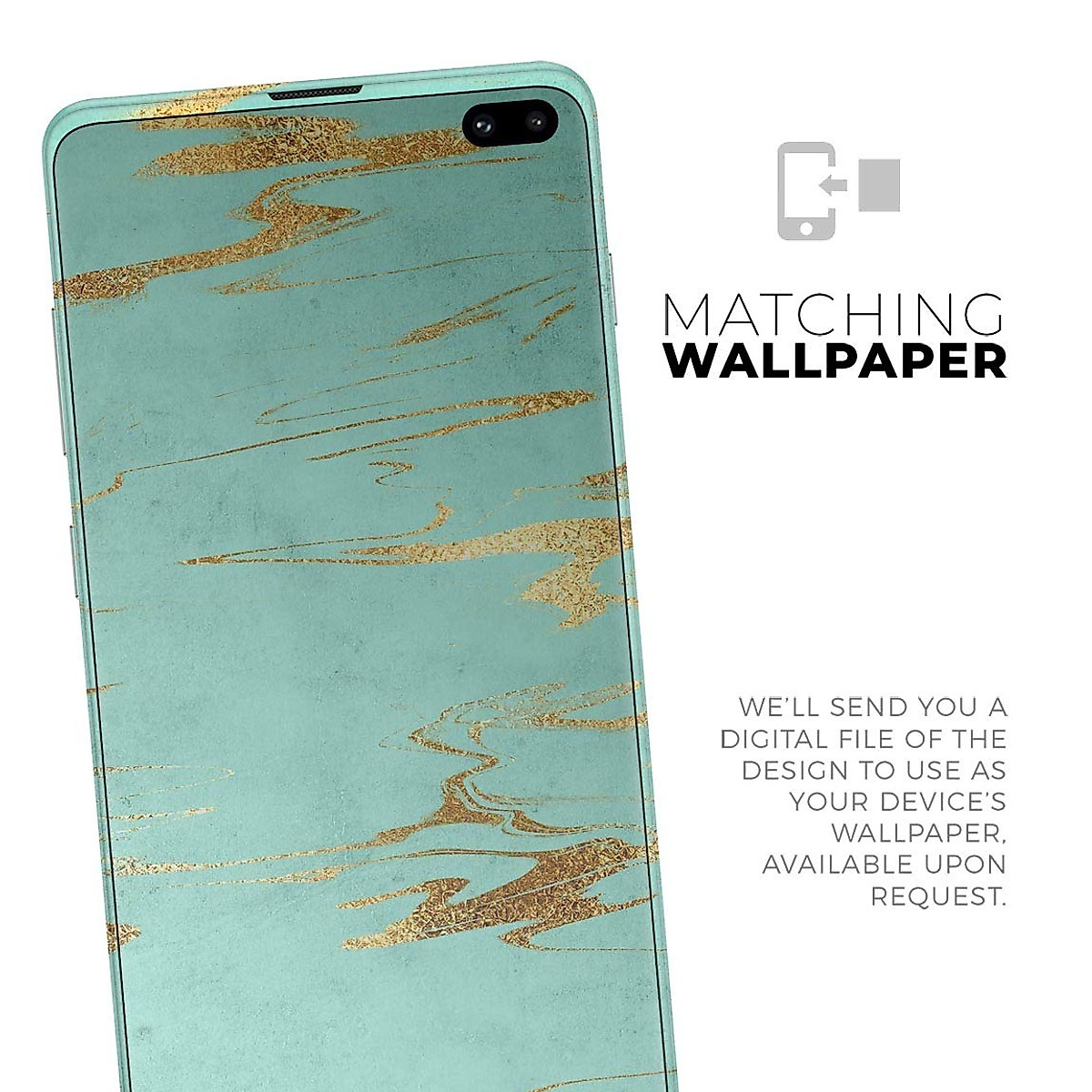 DesignSkinz Mint Marble & Digital Gold Foil V2 Protective Vinyl Decal Wrap Skin Cover Compatible with The Samsung Galaxy S20 (Screen Trim & Back Glass Skin)