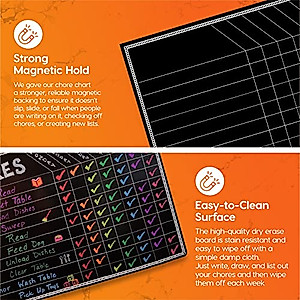 Chore Board | with 8 Pack Vibrant Liquid Chalk Markers | 12x17 Magnetic Dry Erase Chore Chart Reward Chart for Kids and Adults | Chore Chart for Kids Multiple Kids