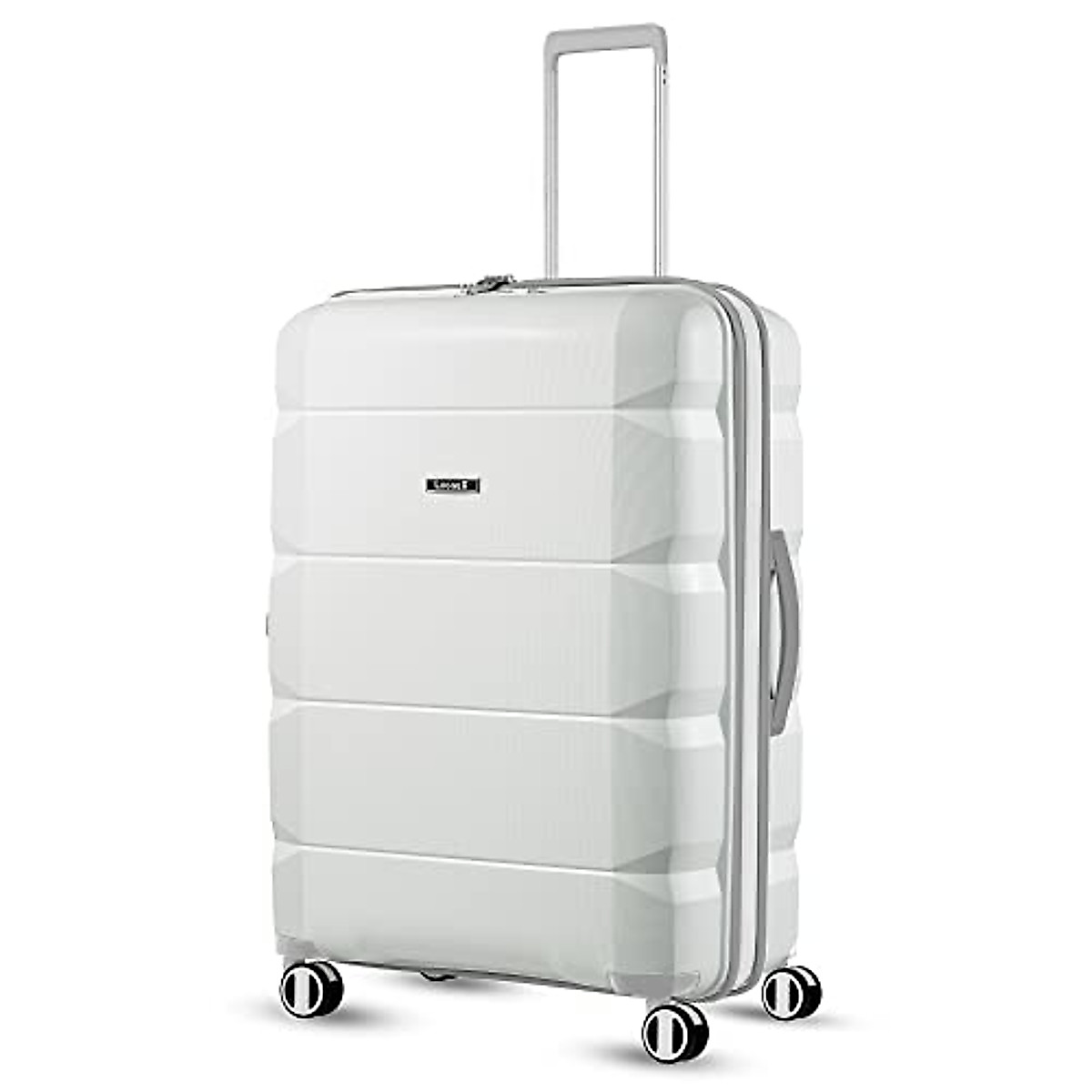 LUGGEX Checked Luggage with Spinner Wheels, PP Lightweight Suitcase for Travel (White, 28 Inch)