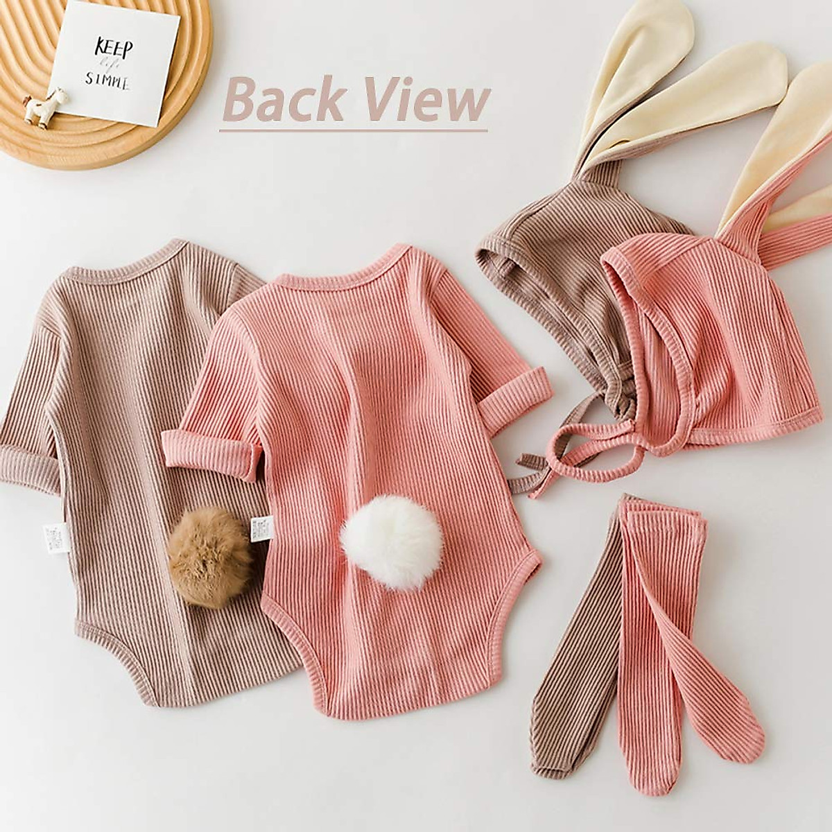ACEHCEAR Baby Boys Girls Bunny Outfit My First Easter Outfits Baby Halloween Costume Infant Newborn Bodysuit Romper with Long Bunny Ear Hat 0-6 Months
