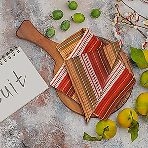 Urban Villa Fall Stripes Kitchen Towels Set of 6 20x30 Inches Over Sized Premium Quality100% Cotton Thanks Giving Day Dish Towels Mitered Corners with Hanging Loop Harvest Stripes Dish Cloths