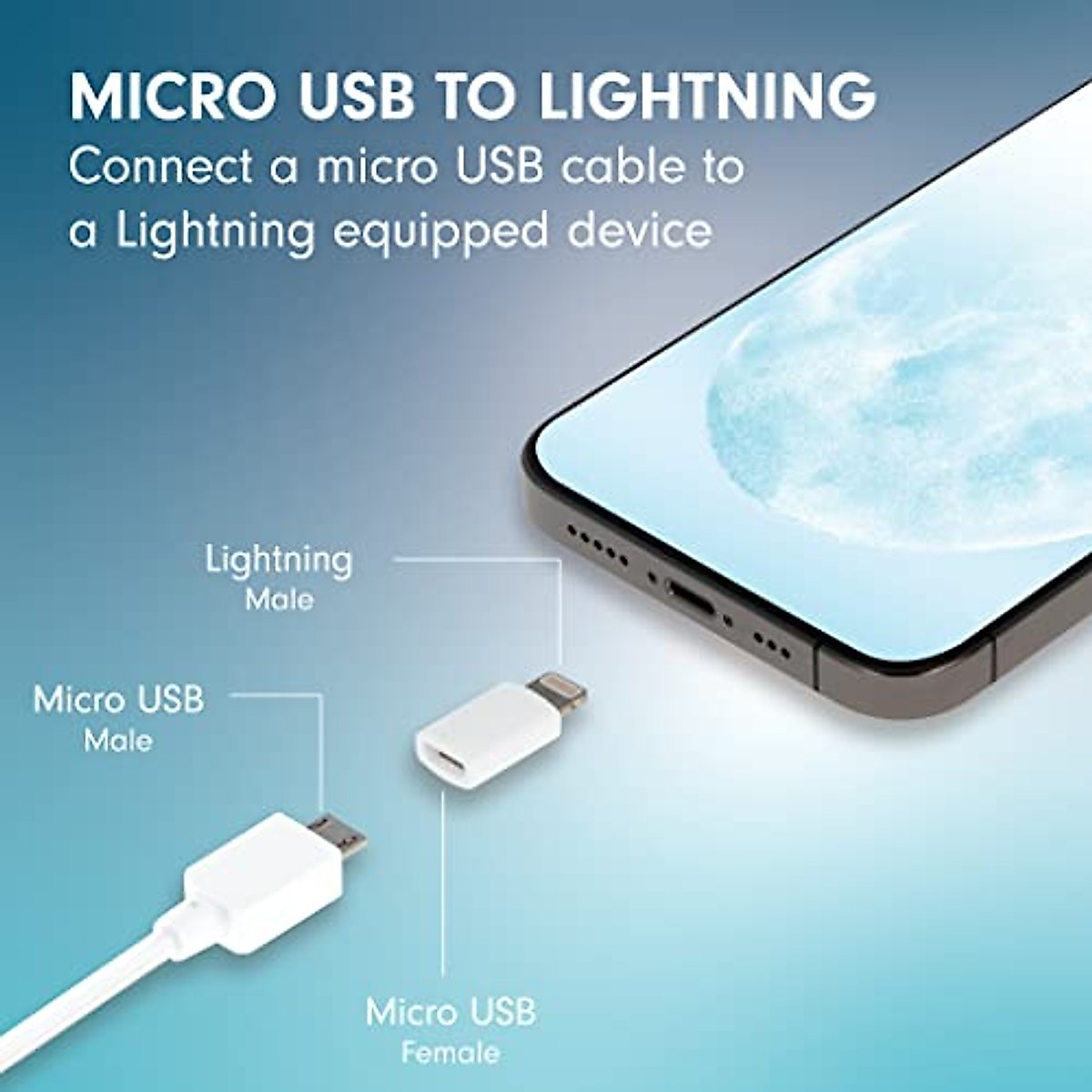 VisionTek Micro USB to Lightning Adapter – 2 Pack – MFi Certified Adapter for iPhone, Ipad, iPod and AirPods. Compatible with iPhone 12/12 Pro/12 Pro Max/XS/XS Max and Airpods/AirPods Pro