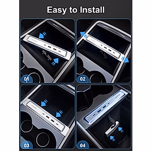 BYEASY Tesla USB Hub for Model 3/Y(2021/2022), 4-in-2 Multi-Port Docking Station with 2 USB Port and 2 Type-C Port, Supports 27W PD Charging and Data Transmission for Tesla Splitter Extension