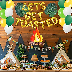 Let’s Get Toasted Balloons Banner, Camping Themed Birthday Baby Shower Bachelorette Decorations, Happy Camper Wild In The Woods Weekend In The Woods Cabin Glamping Mountain Lake Hiking Woodland Campfire Adventure Welcome To Campsite Party Decorations