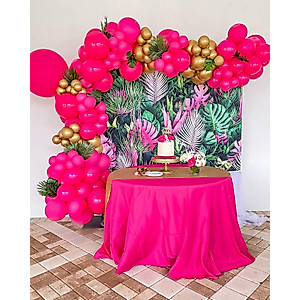 Bonropin Hot Pink Balloons 130pcs Hot Pink Balloons Garland Arch Kit 5/10/12/18 Inch Different Sizes Hot Magenta Latex Balloons for Baby Shower Birthday Wedding Bridal Princess Theme Party Decorations