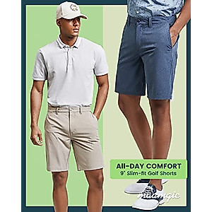 maamgic Men's Slim-fit Golf Shorts 9" Inseam Amphibious Casual Shorts Stretch Quick Dry Daily Casual Wear Navy