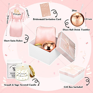 Bridesmaid Proposal Gifts with Bridesmaid Robes Wedding Candles Drink Tumbler with Straw Gift Box Bridesmaid Proposal Card