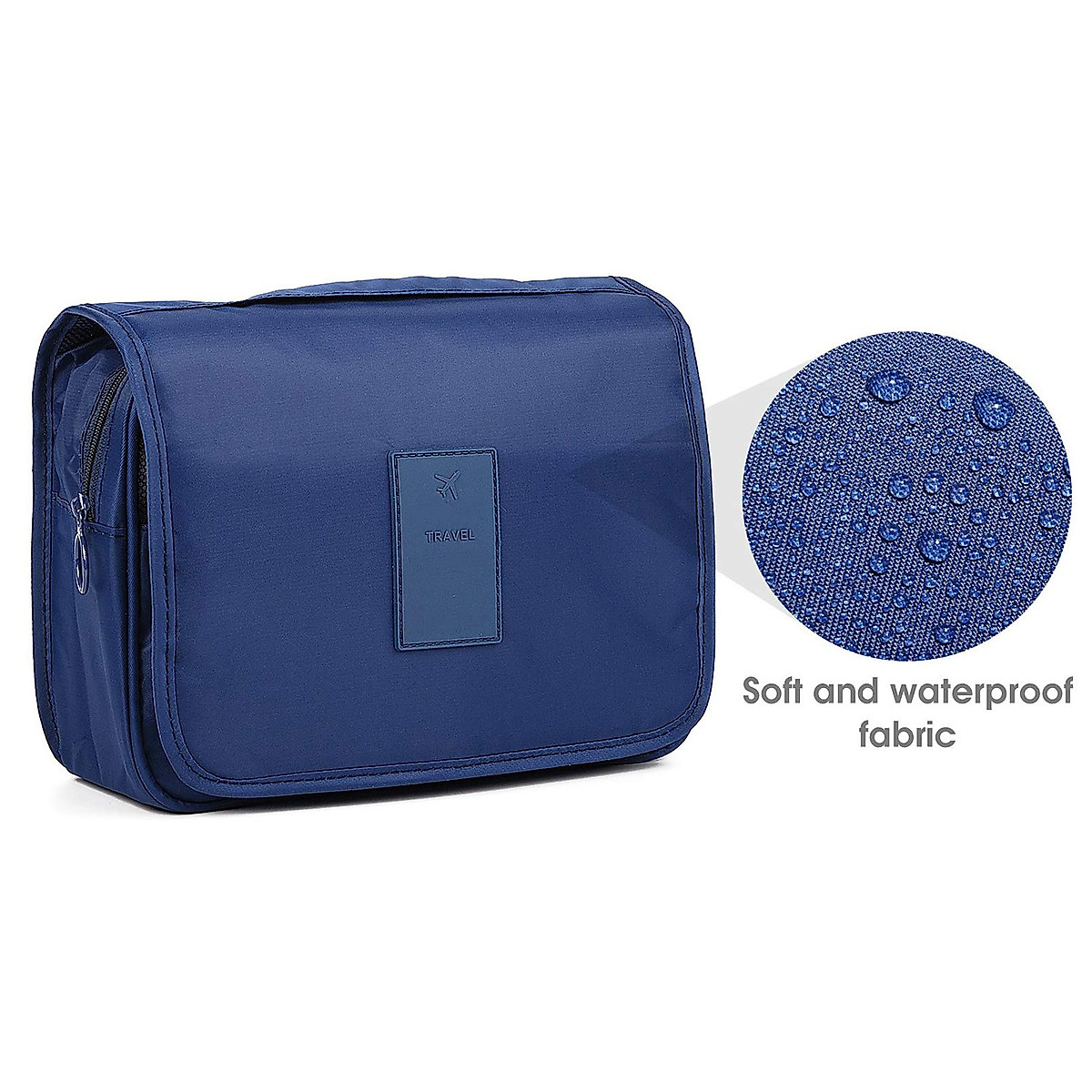 Erliway Travel Hanging Toiletry Bag for Women and Men, Portable Bathroom Shower Bag with Hook, Large Capacity Waterproof Cosmetic Travel Organizer Dopp Kit Organizer for Shampoo, Cosmetic(Navy Blue)